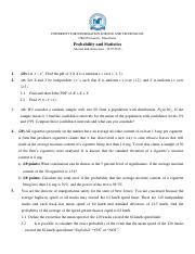 Probability And Statistics Mid Term Exam Questions And Analysis Course Hero