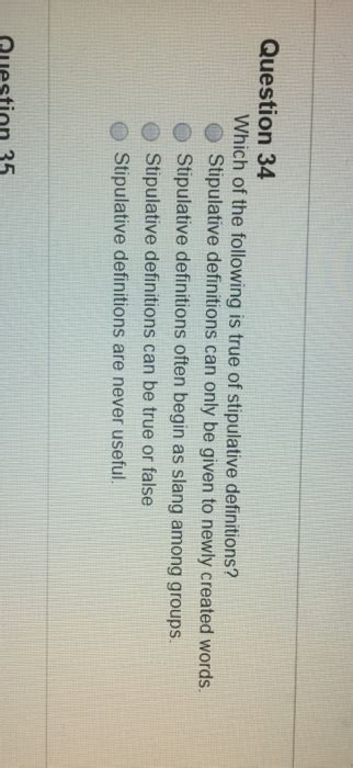 Solved Which Of The Following Is True Of Stipulative