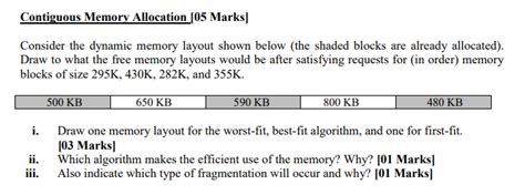 Solved Contiguous Memory Allocation Marks Consider The Chegg