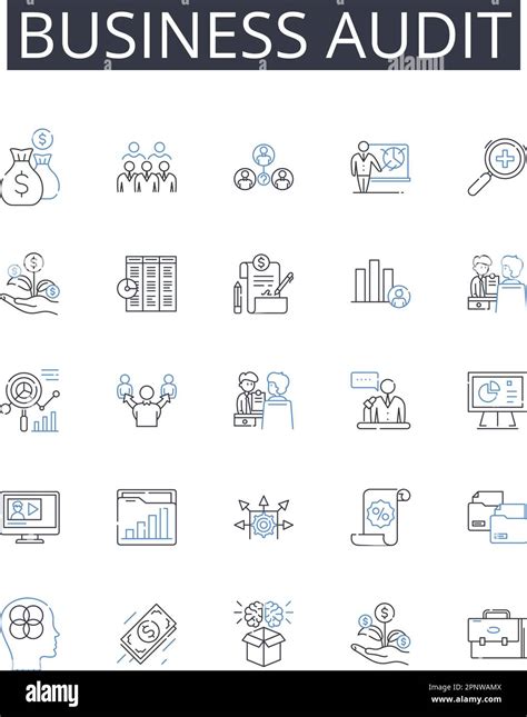 Business Audit Line Icons Collection Financial Review Performance