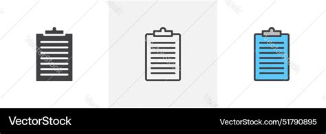 Clipboard Icon Set Black Filled And Outlined Style