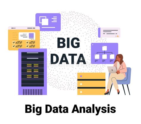 Big Data Analysis Concept With Server Woman Working On Laptop Data