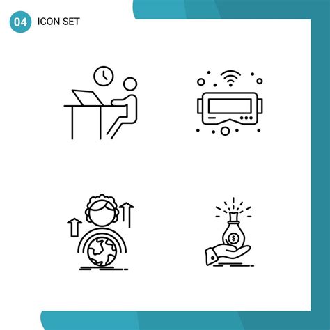 Vector Pack Of 4 Outline Symbols Line Style Icon Set On White Background For Web And Mobile