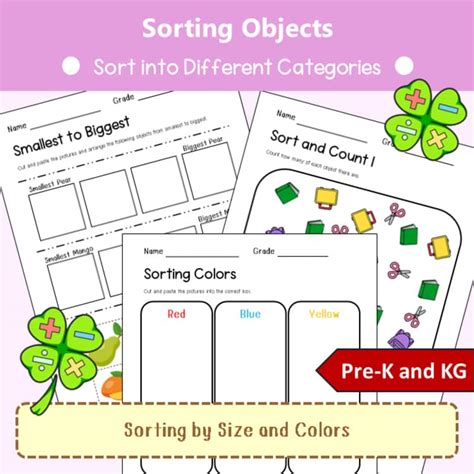 Sorting Objects Into Categories Kindergarten Math Activities By Comfy Couch