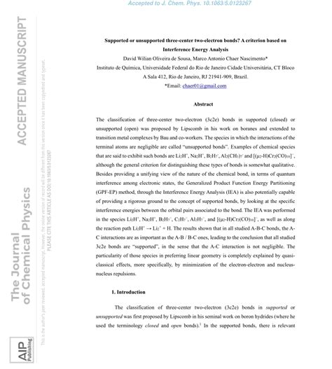 Pdf Supported Or Unsupported Three Center Two Electron Bonds A