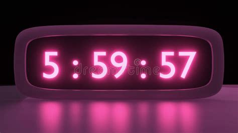 Digital Alarm Clock With Pink Clockface Waking Up At 6 Am The Numbers On The Clock Screen