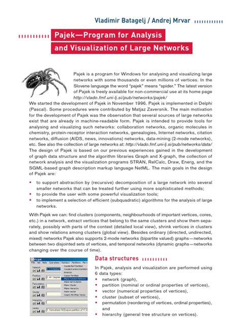 Pajek Analysis And Visualization Of Large Networks Pdf Graph Theory