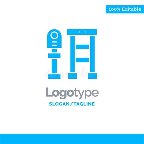 Bench Bus Station Stop Blue Solid Logo Template Place For Tagline