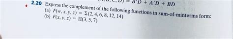 Solved 220 Express The Complement Of The Following