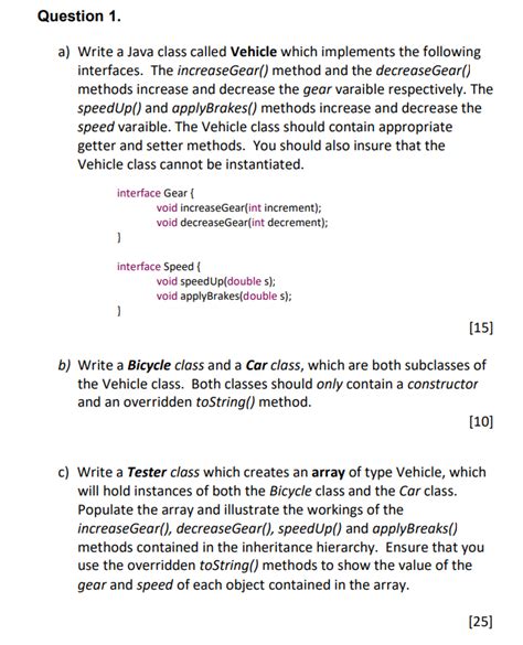 Solved Question 1 A Write A Java Class Called Vehicle