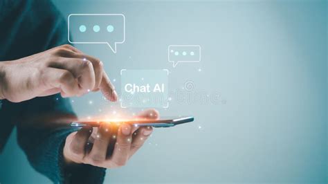 Human Using Smartphone For Digital Chatbot Chat Ai Robot Application Conversation Assistant