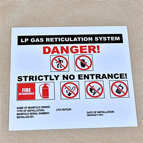 Lp Gas Reticulation System Safety Sign Tidy Planet