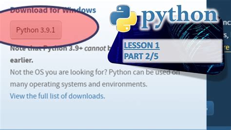 Python Lesson 1 Part 25 Installing Python Youtube