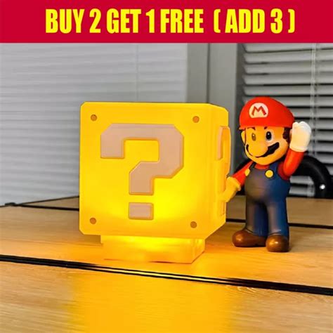 Super Mario Question Block Led Night Light With Sound Usb Rechargeable Lamp T £8 69 Picclick Uk