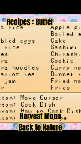 Harvest Moon Back To Nature Butter Recipes Youtube