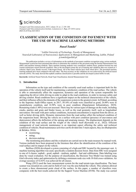 pdf classification of the condition of pavement with the use of