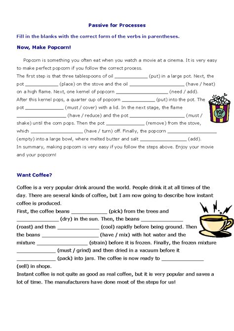 Passive For Processes Worksheet 2 Passive For Processes Fill In The