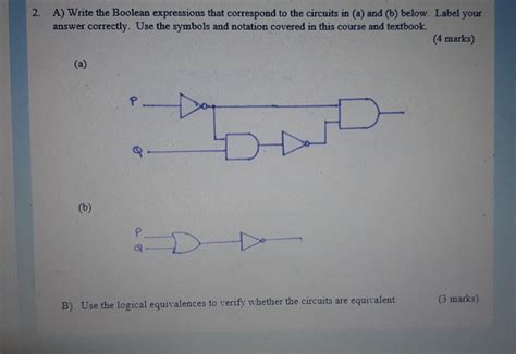 solved 2 a write the boolean expressions that correspond