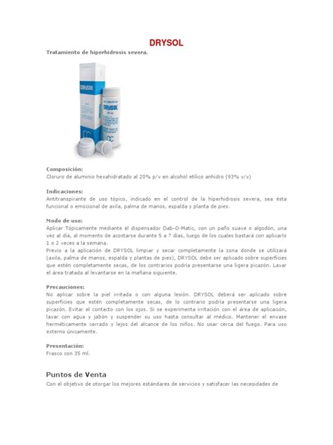 Drysol Tratamiento Para Hiperhidrosis Pdf Aluminio Farmacia