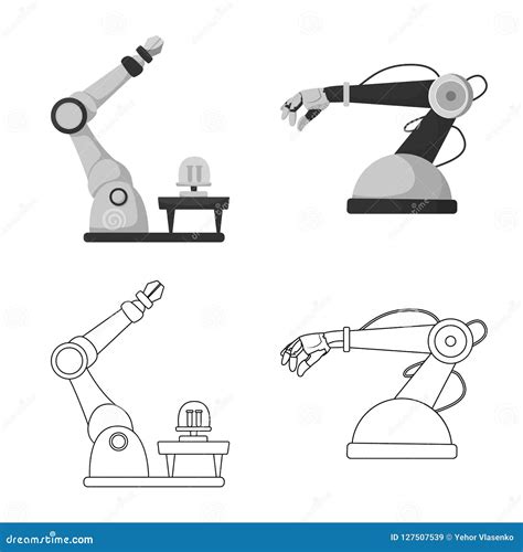 Vector Design Of Robot And Factory Icon Collection Of Robot And Space