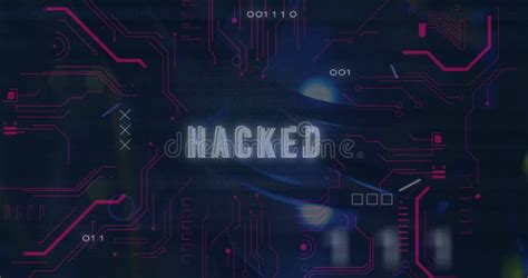 animation of hacked text and data processing over computer motherboard stock footage video of