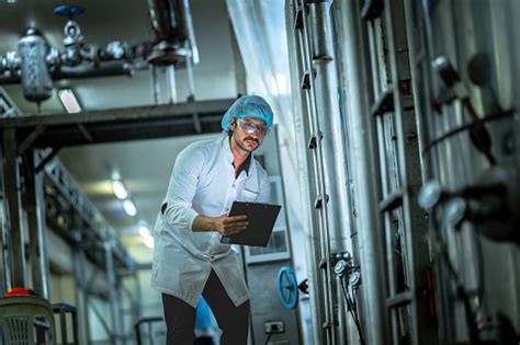 식품 제조 환경에서 산업용 기계를 검사하는 기술자 현대식 생산 시설에서 위생 안전 및 운영 우수성에 중점을 둡니다 Stem 주제에 대한 스톡 사진 및 기타 이미지 Istock