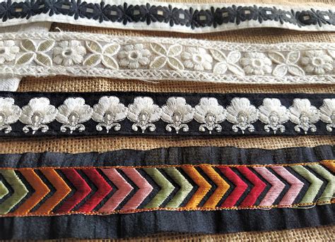 Indian Assorted Embroidered Trims Decorative Laces Sari Borders