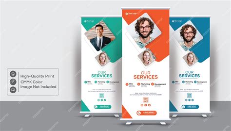 X 스탠드 롤업 배너 디자인 템플릿 프리미엄 벡터