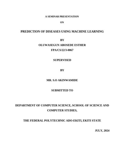 Prediction Of Diseases Using Machine Learning Semi Pdf Machine