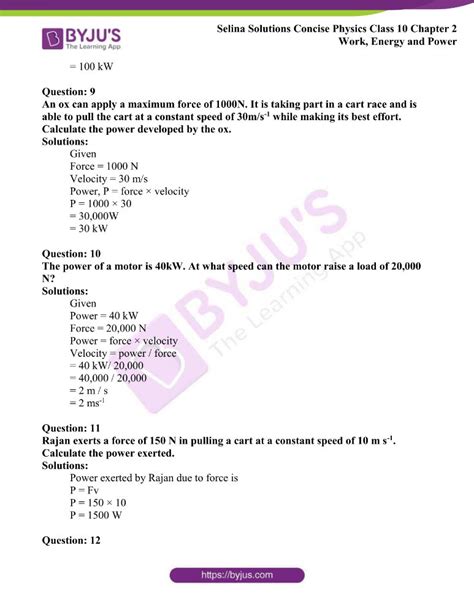 Selina Solutions Concise Physics Class 10 Chapter 2 Work Energy And Power Access Free Pdf