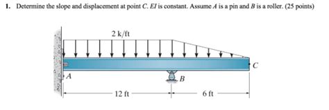 1 Determine The Slope And Displacement At Point C El Is Constant