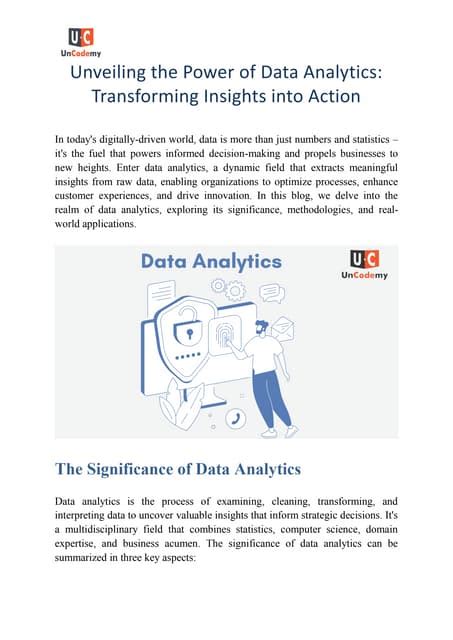 Unveiling The Power Of Data Analytics Pdf