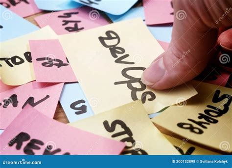 devops concept software scrum agile board with paper task agile