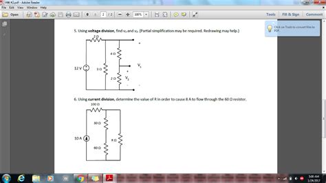 Solved Using Voltage Division Find V1 And V2 Partial