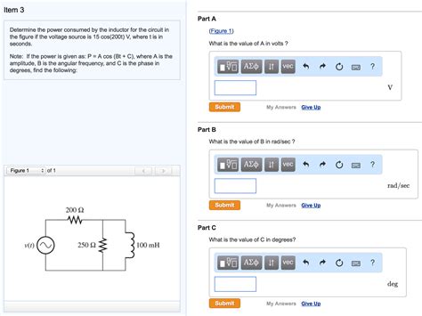 Solved Determine The Power Consumed By The Inductor For The