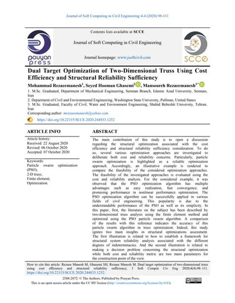 Dual Target Optimization Of Two Dimensional Truss Using Cost Efficiency And Structural