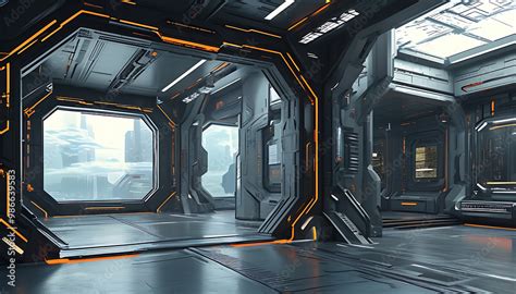 Tech Sci Fi Framework Design Concept Visualization Stock Illustration