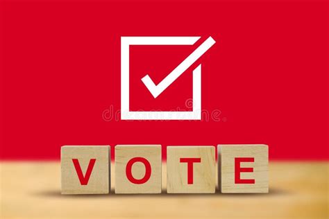 Vote On Word Letters Cube Hand Putting Voting Paper In The Ballot Box Illustration Stock