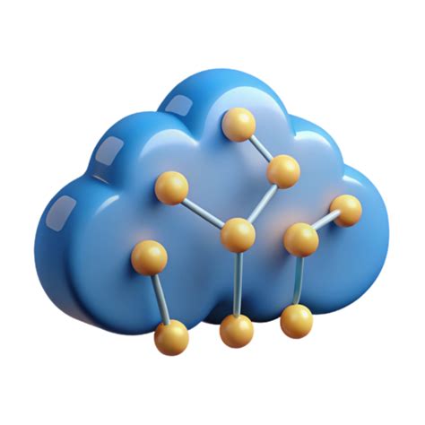 3d Render Cloud Computing Network Illustration Blue Cloud With Connected Nodes 55449115 Png