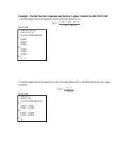 Lecture F MATLAB Example Inverse Laplace Transform Pdf Example Partial Fraction