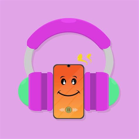 스마트폰 및 헤드폰 벡터 일러스트입니다 프리미엄 벡터