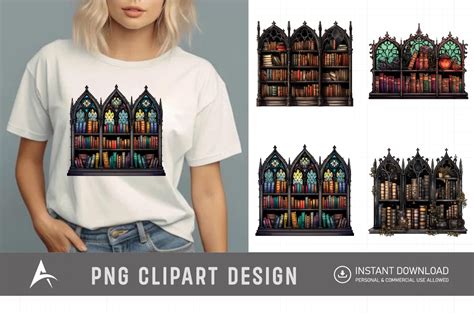 Gothic Bookshelf Clipart Design Graphic By Allisonsuns · Creative Fabrica