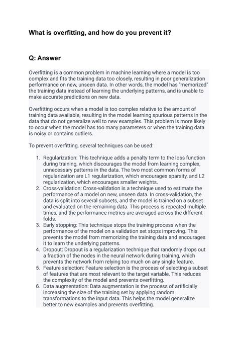 What Is Overfitting And How Do You Prevent It In Other Words The