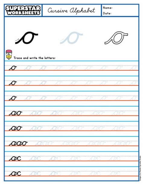 Cursive O Superstar Worksheets