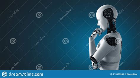 Thinking AI Humanoid Robot Analyzing Information Data Stock Illustration Illustration Of Human