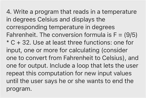 Solved Write A Program That Reads In A Temperature In Chegg