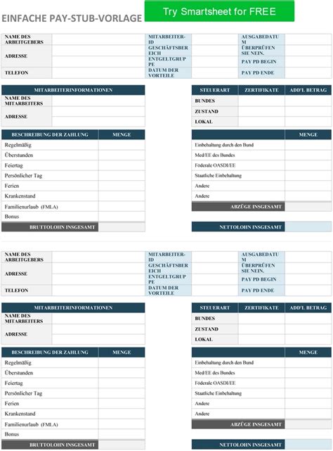 Word Vorlage Für Pay Stub Zur Gehaltsabrechnung