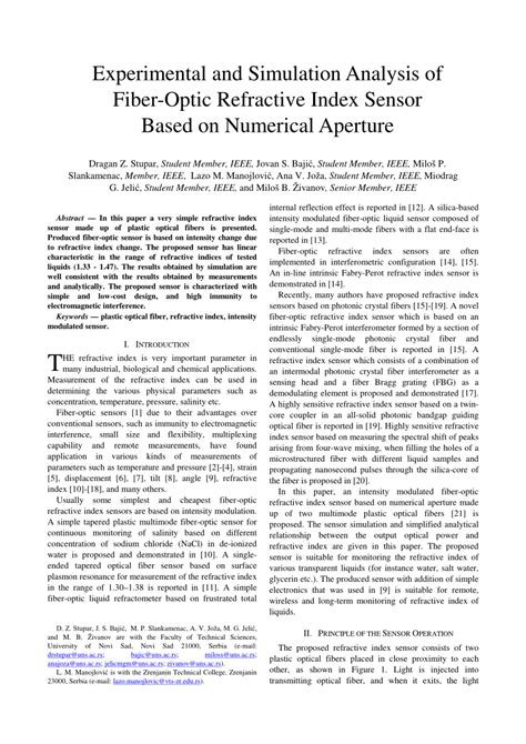 pdf experimental and simulation analysis of fiber optic refractive