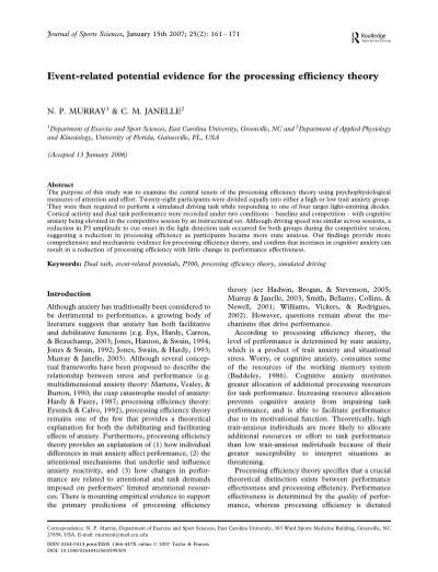 Event Related Potential Evidence For The Processing Efficiency Theory
