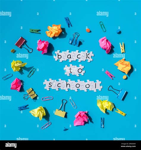 Back To School Message Inscription Text On White Puzzles On Creative